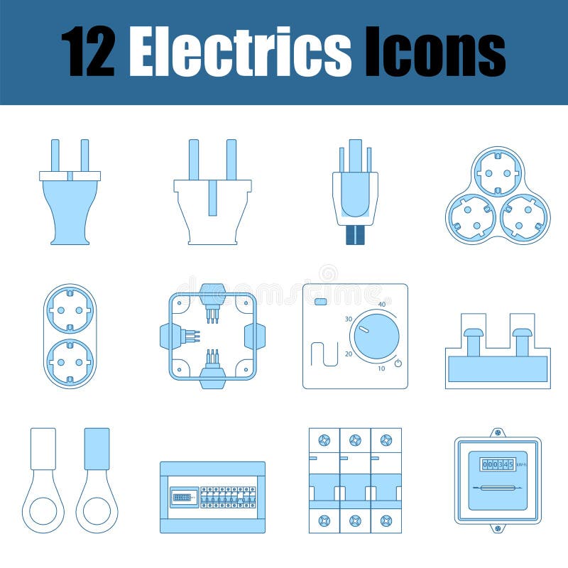 Electrics Icon Set stock vector. Illustration of vector - 194580852