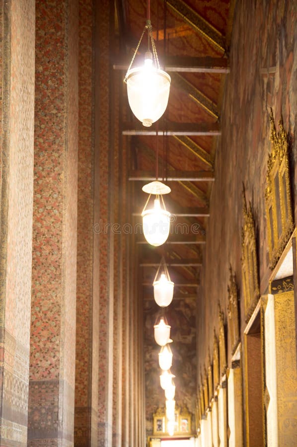 Electrict lamps in temple stock photo. Image of electric - 101234032