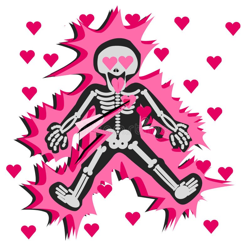 Electrified Human Skeleton with Love Eyes. Skeleton in Love. Isolated ...