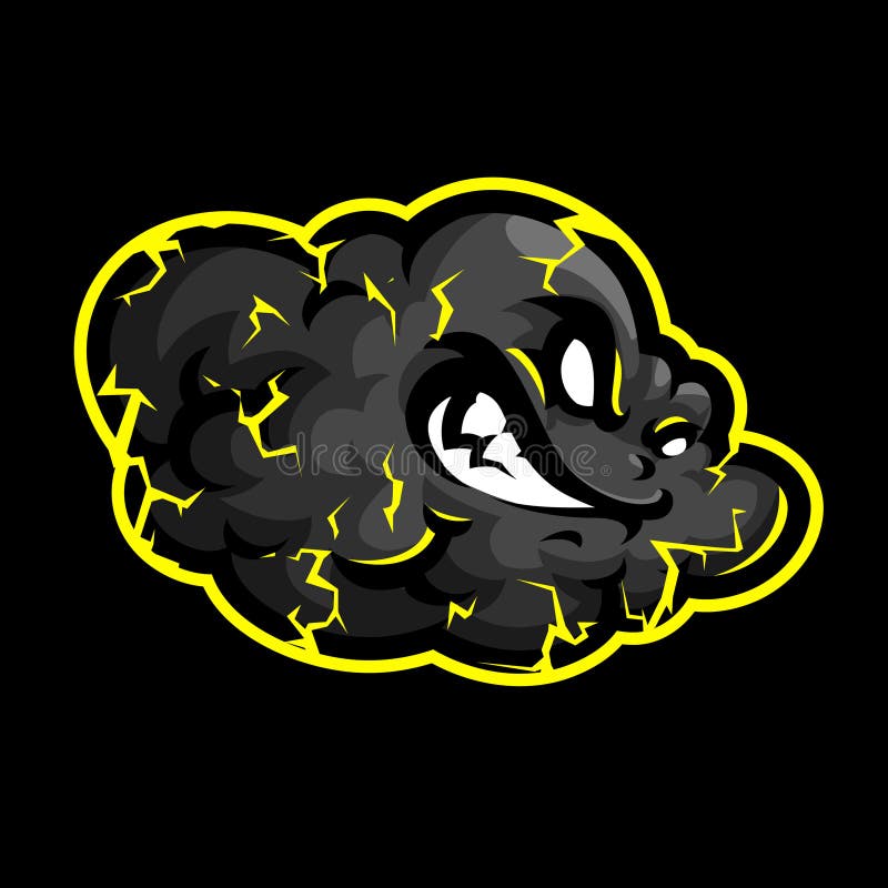 Angry Cloud that Hits Thunder Stock Vector - Illustration of rain ...