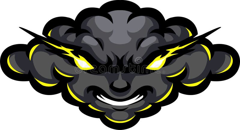 Angry Cloud that Hits Thunder Stock Vector - Illustration of rain ...