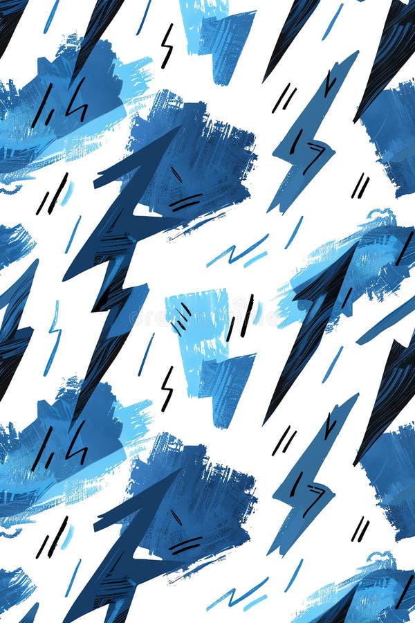 Electrifying Blue Lightning Bolt Pattern on White. Abstract and Dynamic ...