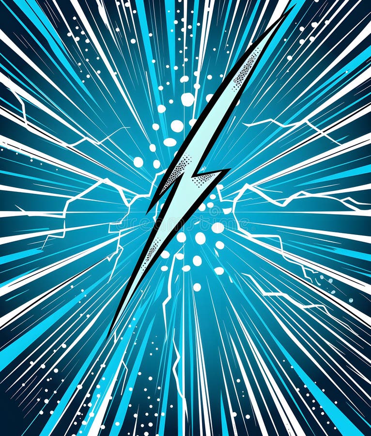Electrifying Blue Lightning Bolt with Radiant Energy Burst Stock Photo ...