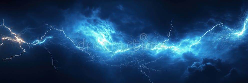 Electrifying Blue Lightning in a Dramatic Night Sky Stock Image - Image ...