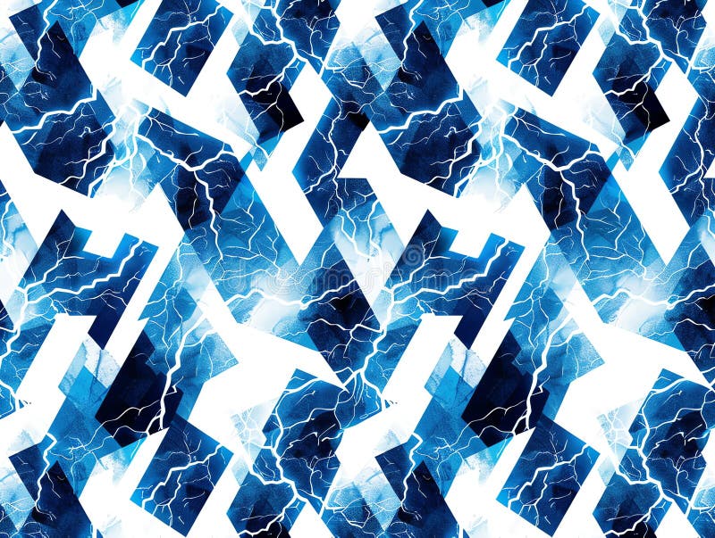 Electrifying Blue and White Abstract Geometric Pattern with Lightning ...