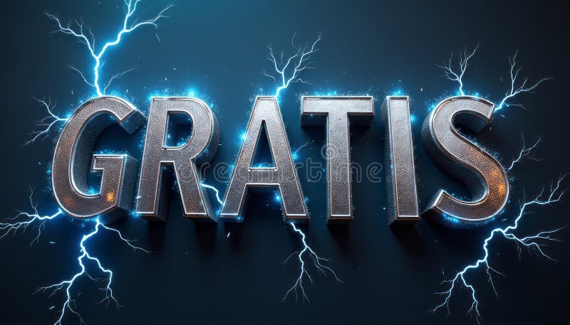 Electrifying GRATIS Text with Lightning Effects Stock Image - Image of ...