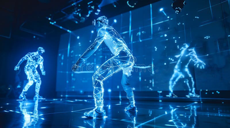 Neon Blue Breakdancing Olympic Concept Stock Illustration ...