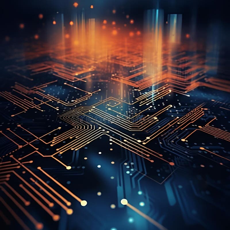 Complex Circuitry of Digital Mainframe AI Generated Digital Art Stock ...