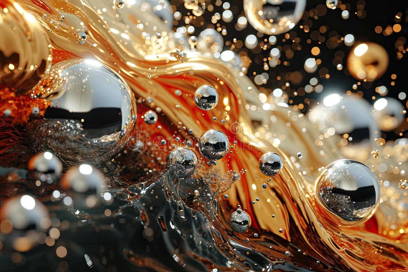 Electrifying Liquid Metallic Blobs Stock Illustration - Illustration of ...