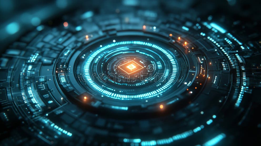 Futuristic Digital Interface Design with Glowing Circuits and Patterns ...