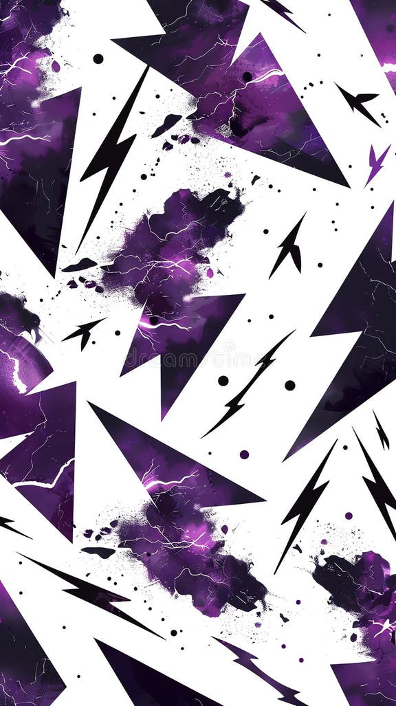 Electrifying Purple Lightning Bolt Pattern on White Background ...
