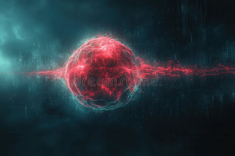 Electrifying Red Cosmic Sphere Emitting Energy, Artistic Representation ...