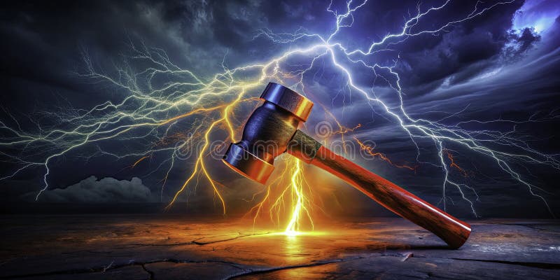 Electrifying Red Hammer with Glowing Aura a Surreal LowLight Visual ...