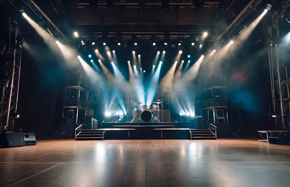 An Electrifying Scene Featuring an Empty Stage for a Rock Concert, for ...
