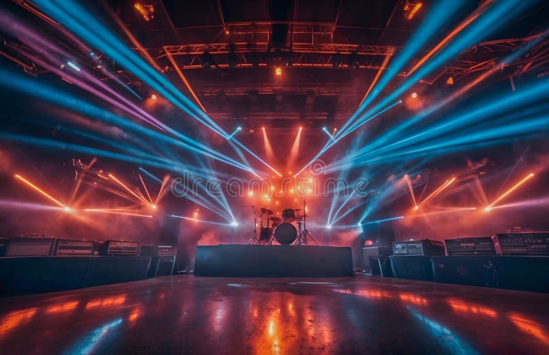 An Electrifying Scene Featuring an Empty Stage for a Rock Concert, for ...
