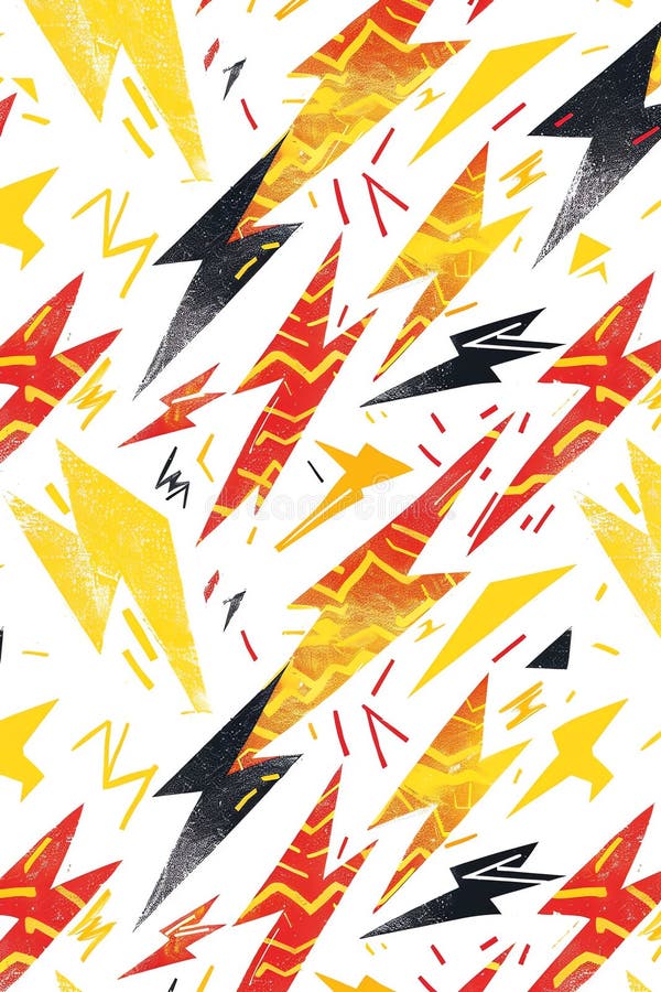 Electrifying Seamless Pattern. Vibrant Lightning Bolts on White ...