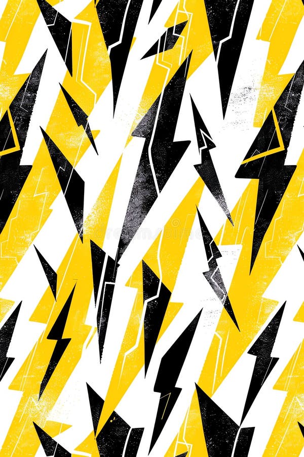 Electrifying Seamless Pattern. Yellow and Black Lightning Bolts on ...