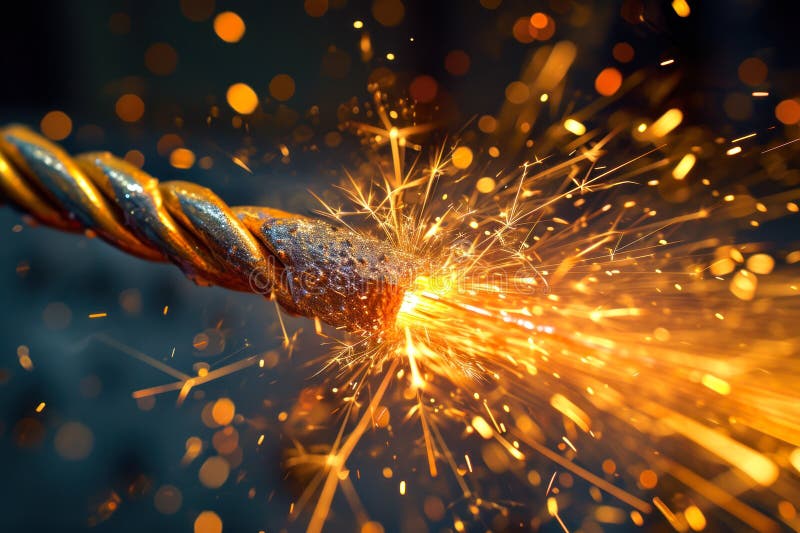 Electrifying Sparks on Twisted Copper Cable. Stock Photo - Image of ...