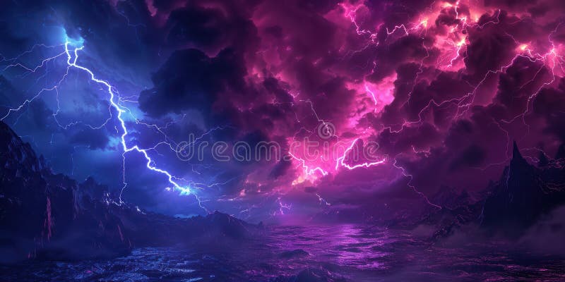 Electrifying Stormscape. Lightning in High Detail on Plain Background ...