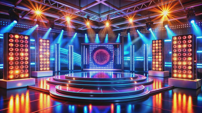 Electrifying Studio Set Countdown Clock Flashing Lights and Sleek ...