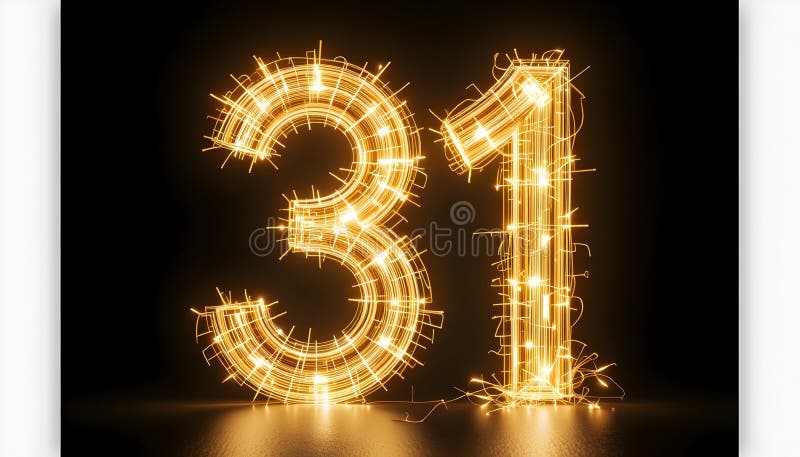 Electrifying Thirty-one: Numbers Illuminated with Golden Light Trails ...