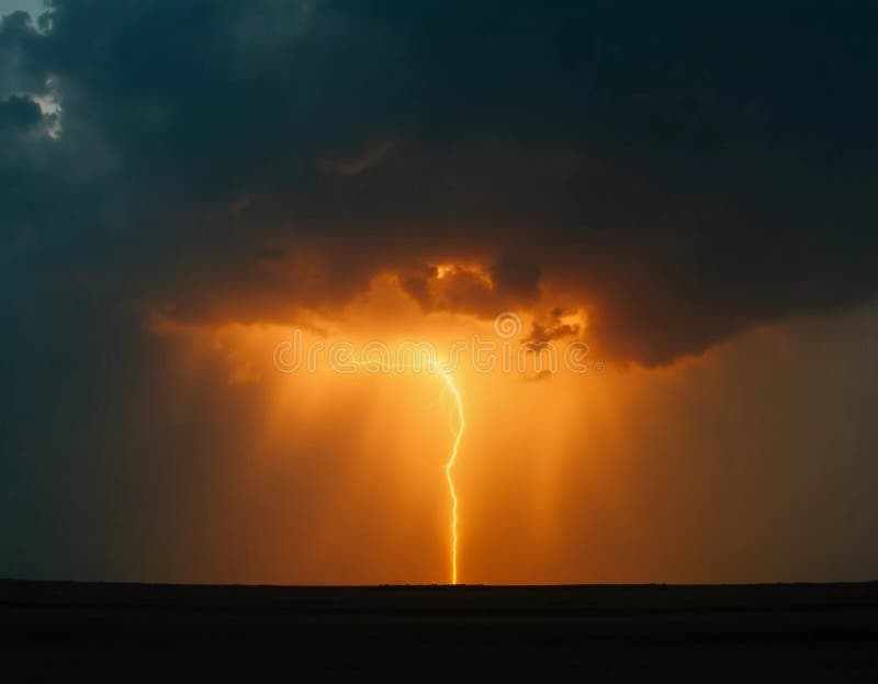 In the Electrifying Twilight, a Dynamic Tornado Lightning Storm Ripples through the Sky, Casting ...