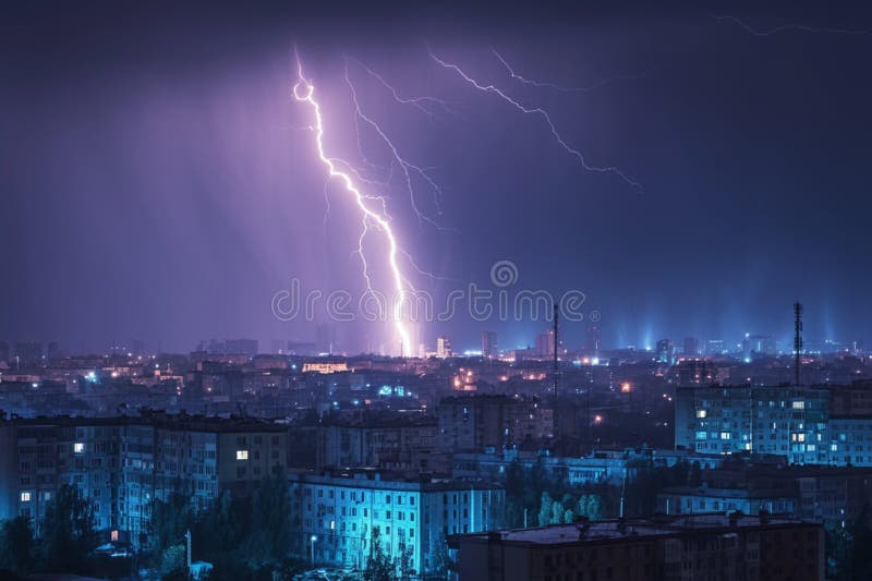 Electrifying View Lightning Storm Creates a Dramatic Scene Over the ...