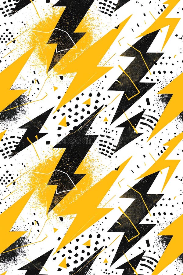 Electrifying Yellow and Black Lightning Bolt Pattern on Grunge ...