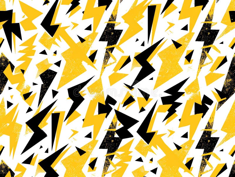 Electrifying Yellow and Black Lightning Bolt Pattern on White ...