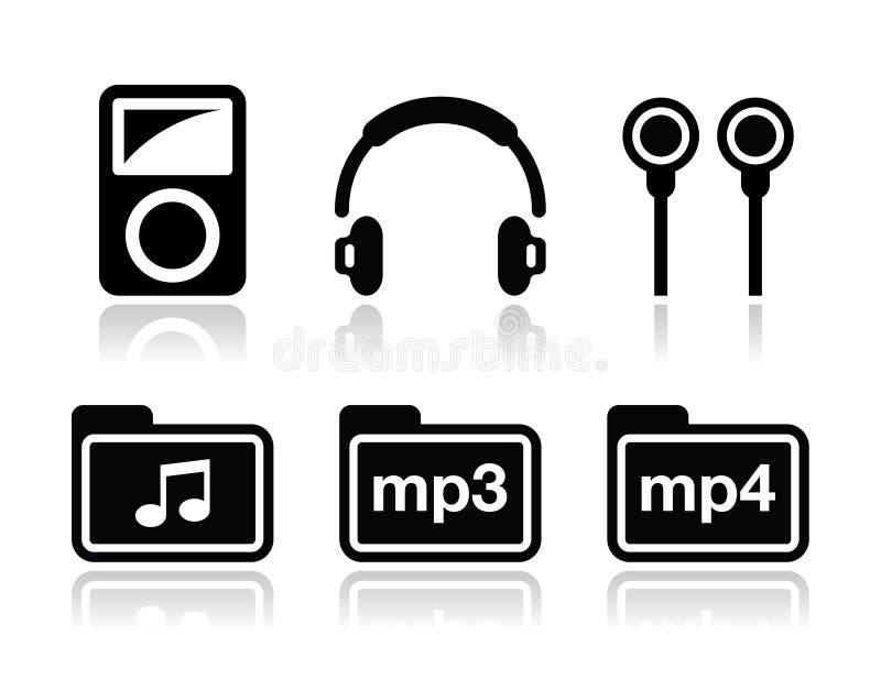 Mp3 player icons set stock illustration. Illustration of music - 29752600