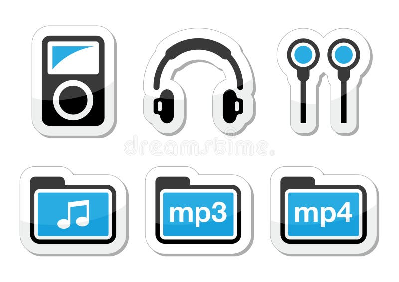 Mp3 player icons set stock illustration. Illustration of player - 29971531