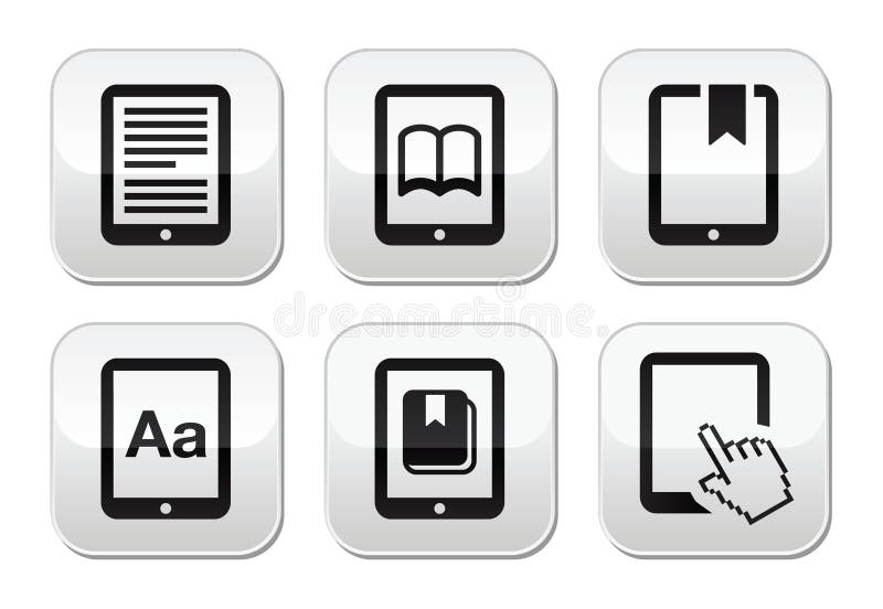 E-book Reader, E-reader Buttons Set Stock Illustration - Illustration ...