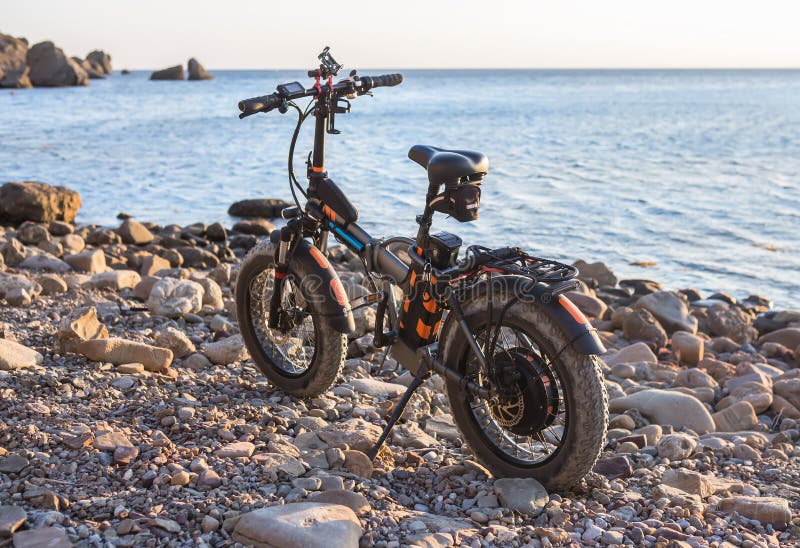 Electro Bike on Nature by the Sea Stock Photo - Image of ebike, design ...