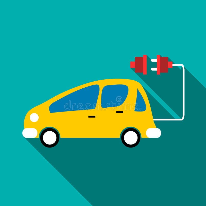 Electro Car Icon, Flat Style Stock Vector - Illustration of clean ...