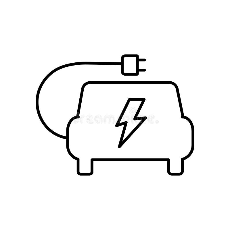 Electro Car Outline, Thin, Flat, Digital Icon for Web and Mobile Eps 10 ...