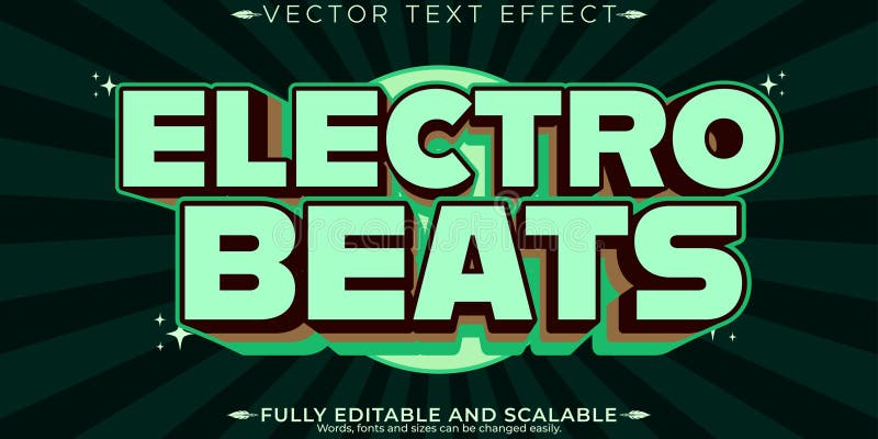 Electro Editable Text Effect, Customizable Beats and Music 3d Font Style Stock Vector ...