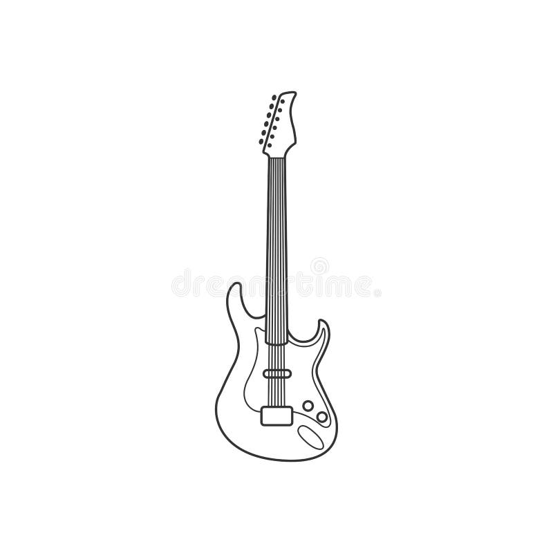 Electro Guitar Black and White Icon. Isolated Vector String Set. Stock ...