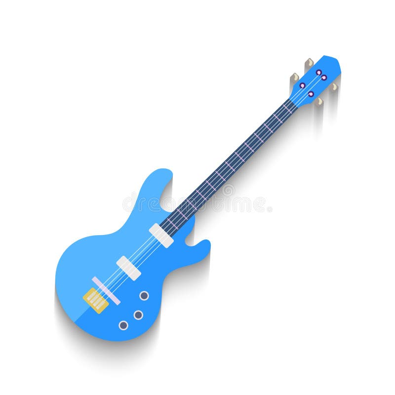 Electro Guitar Flat Design Isolated on White Background. Vector Stock ...
