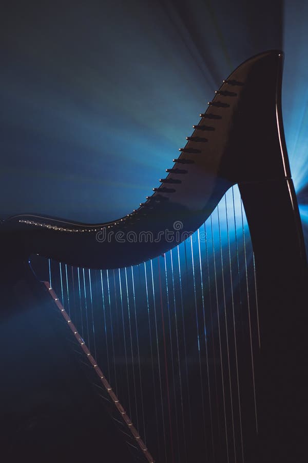 Electro Harp in the Rays of Light Stock Photo - Image of classical ...