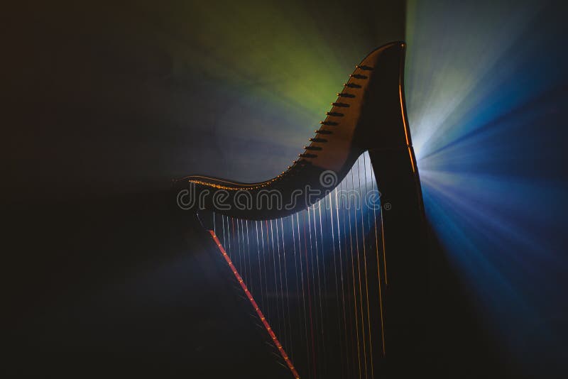 Electro Harp in the Rays of Light Stock Photo - Image of acoustic ...