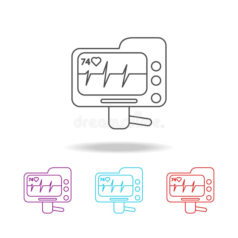 Electrocardiogram Device and Heart Pulse on Screen Nolan Icon. Simple ...