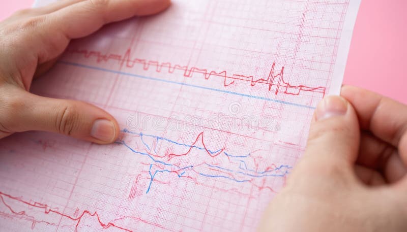 Electrocardiogram ECG Chart Showing Heart Rhythm Variations. Medical ...