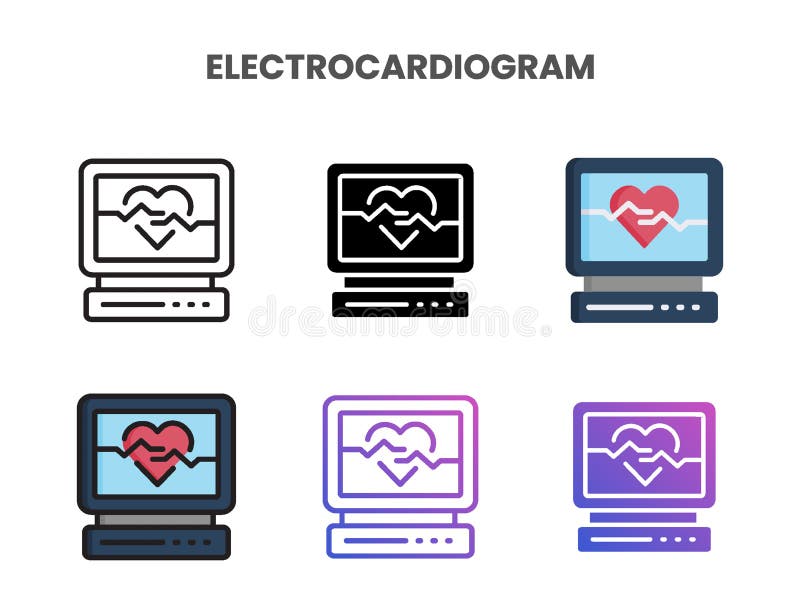 Electrocardiogram Icons Set with Different Styles. Stock Vector - Illustration of curve, graph ...