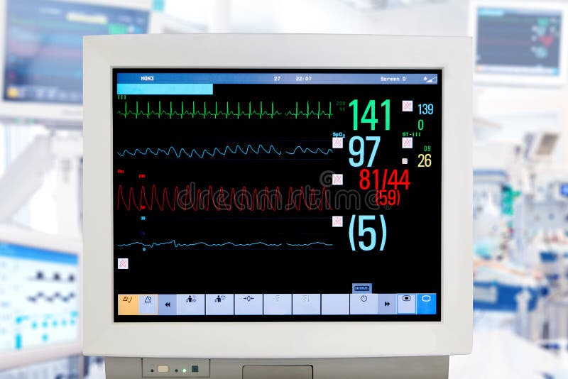 Electrocardiogram monitor stock image. Image of hospital - 31045637