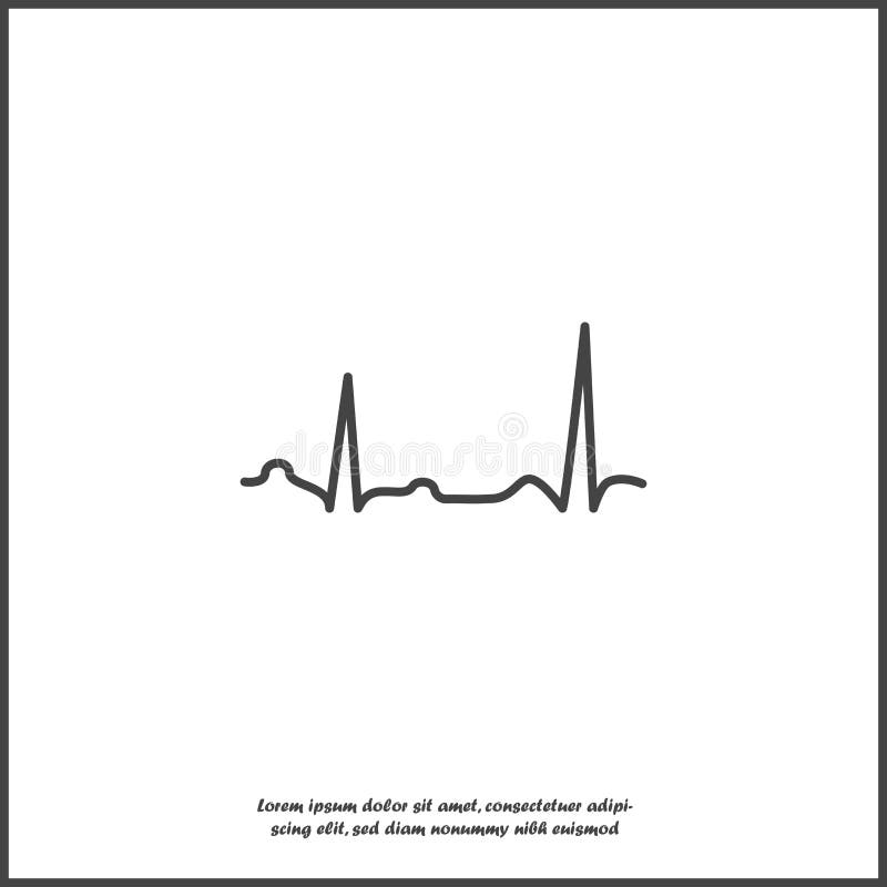 Electrocardiogram Vector Icon Sinus Rhythm Disturbance On White Isolated Background Layers