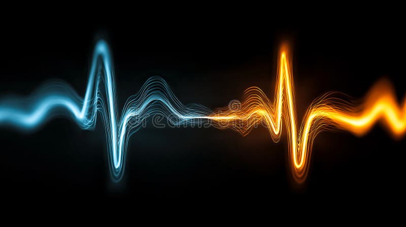 Blue Electrocardiogram Ecg Waveform Black Background Stock Photos ...