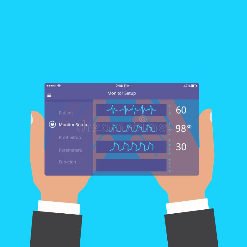 Electrocardiograph Machine Vector. Flat Medical Ekg Device Stock Vector ...