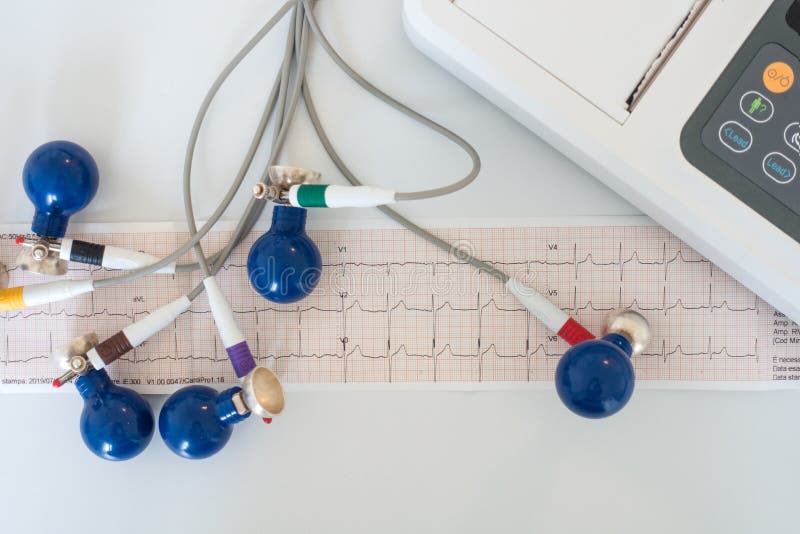 Electrocardiograph with Pump Electrodes with Electrocardiogram Stock ...