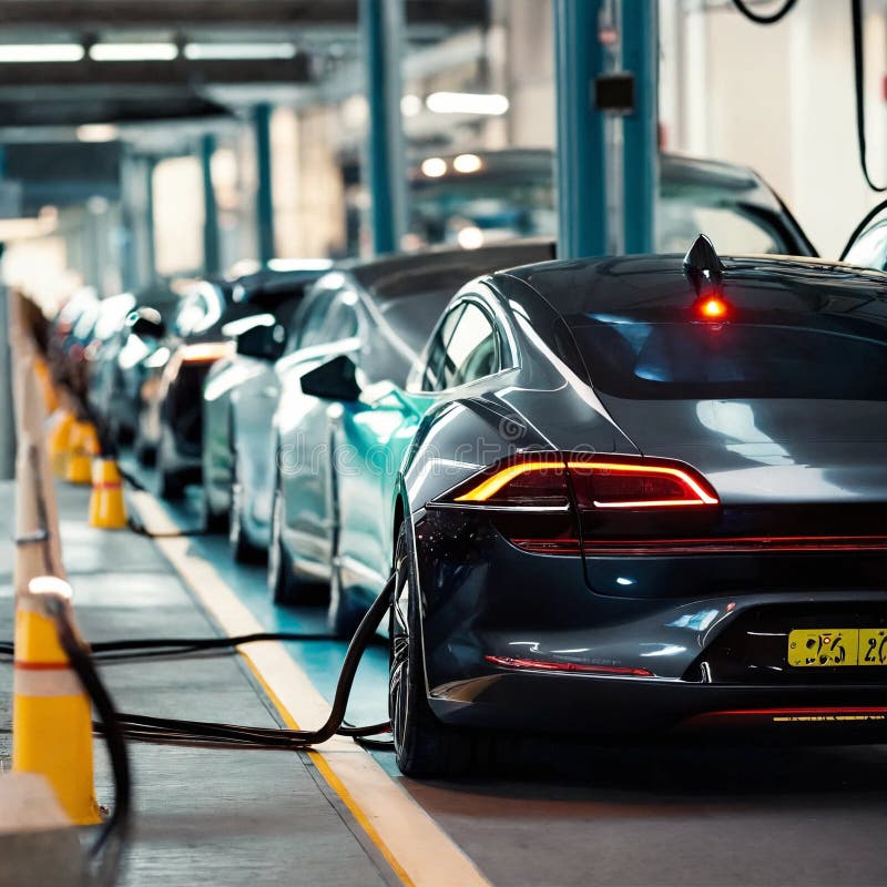 Electrocars Charging on the Parking in Future Stock Image - Image of electric, electrocars ...