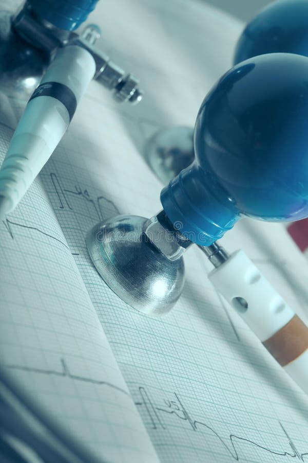 Electrodes on the ECG Record Medical Concept Stock Image - Image of ...